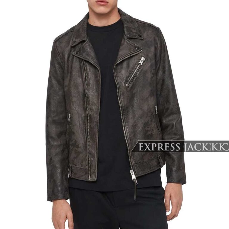 Buy Black Distressed Biker Leather Jacket Men's