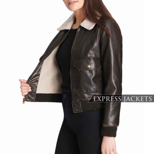 Dark Brown Faux Leather Jacket Women's | Brown PU Jacket Ladies