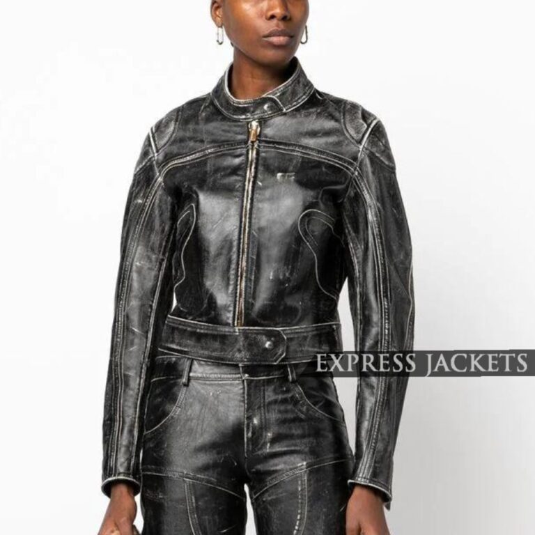Distressed Blue Leather Jacket | Vintage Blue Jacket Men's